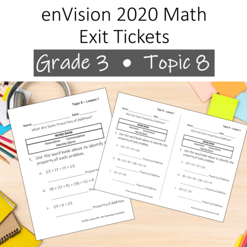 Envision/Savvas Math 2020 **PRINT & GO** Grade 3, Topic 8 Exit Tickets ...