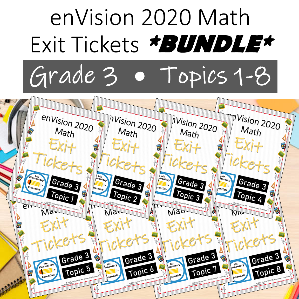 Envision/Savvas Math 2020 **PRINT & GO** Grade 3, Topic 8 Exit Tickets ...