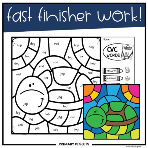 CVC Words Color by Code CVC Words Activities CVC Words Worksheets ...