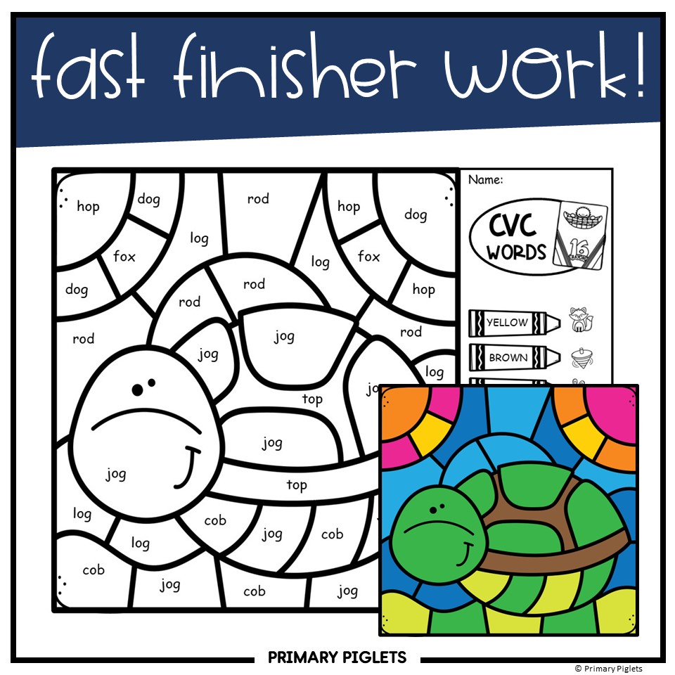 CVC Words Color by Code CVC Words Activities CVC Words Worksheets ...