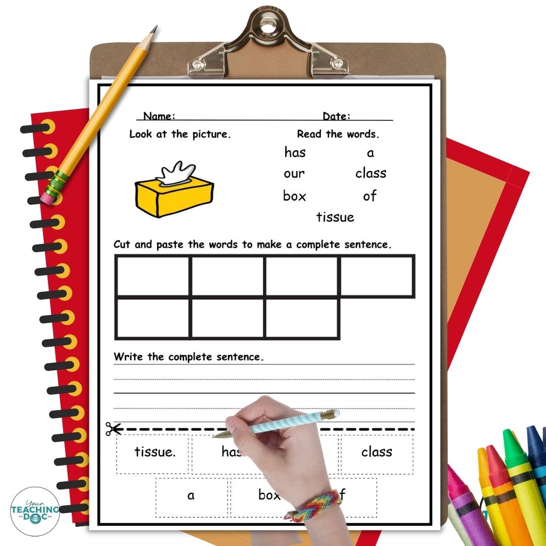 Back to School Sentence Builder / Scramble Worksheets 3 - 7 Word ...