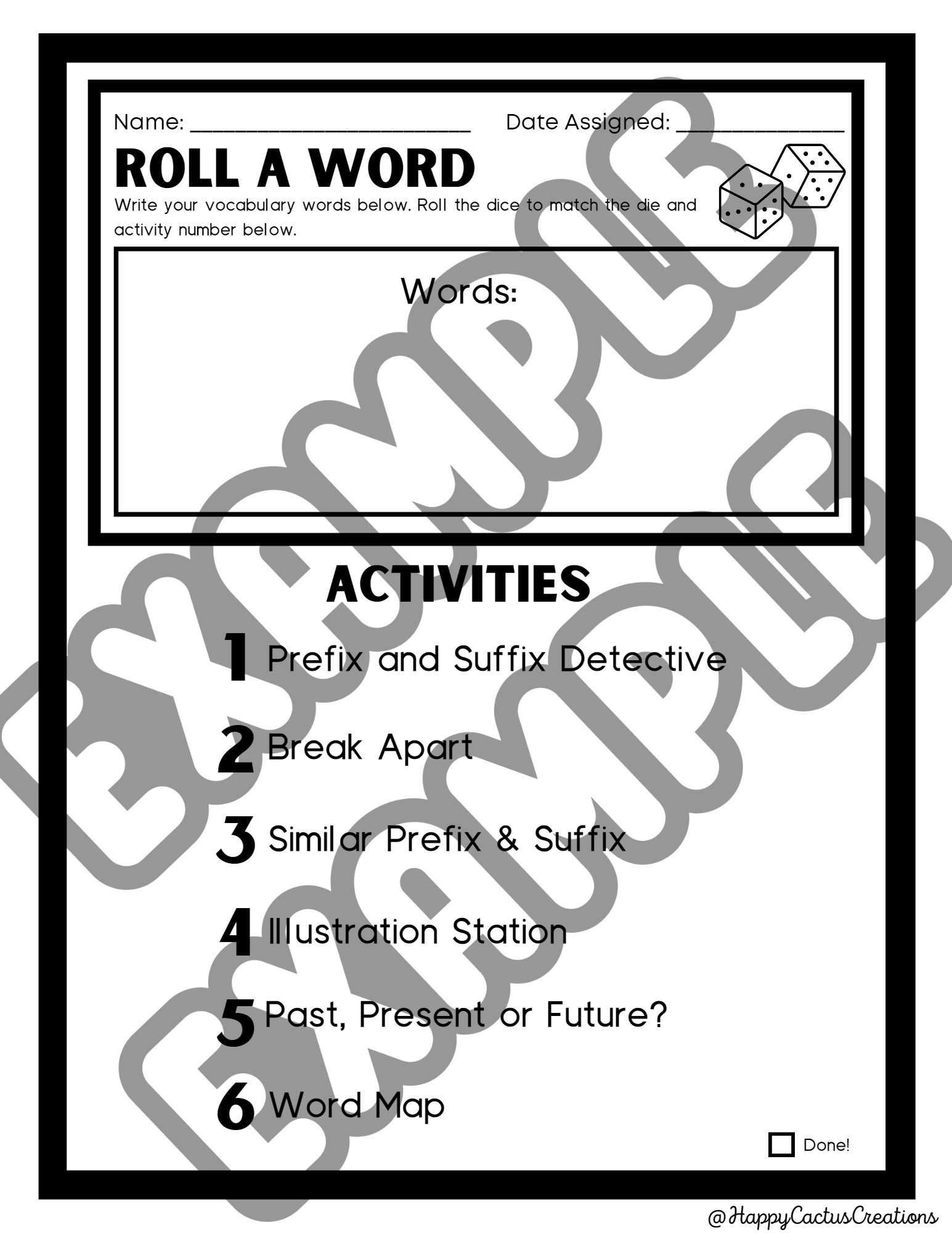 Roll A Word Vocabulary Centers Upper Grades- Rigorous Practice - Classful