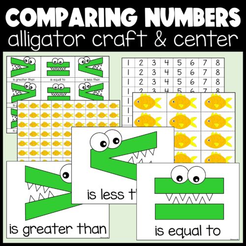 Comparing Numbers Craft & Math Center or Station | Alligator Symbols ...