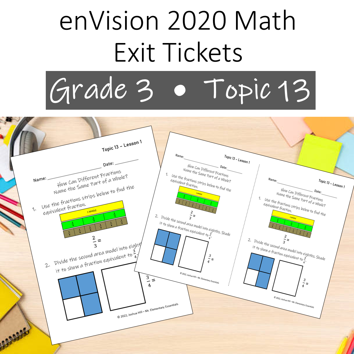 Envision/Savvas Math 2020 **PRINT & GO** Grade 3, Topic 13 Exit Tickets ...