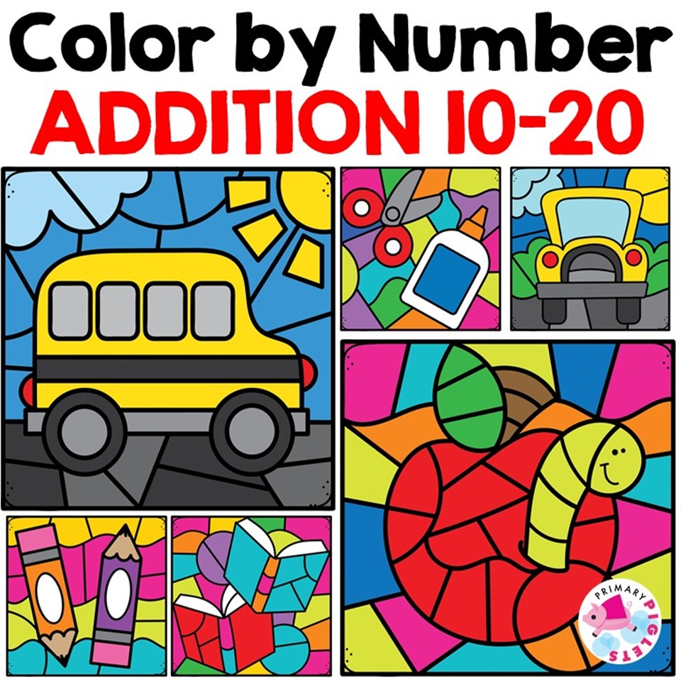 Back to School Addition Color by Code Addition Color by Number Addition ...