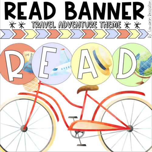Reading Banner Class Decor Bulletin Board Travel Adventure Watercolor ...