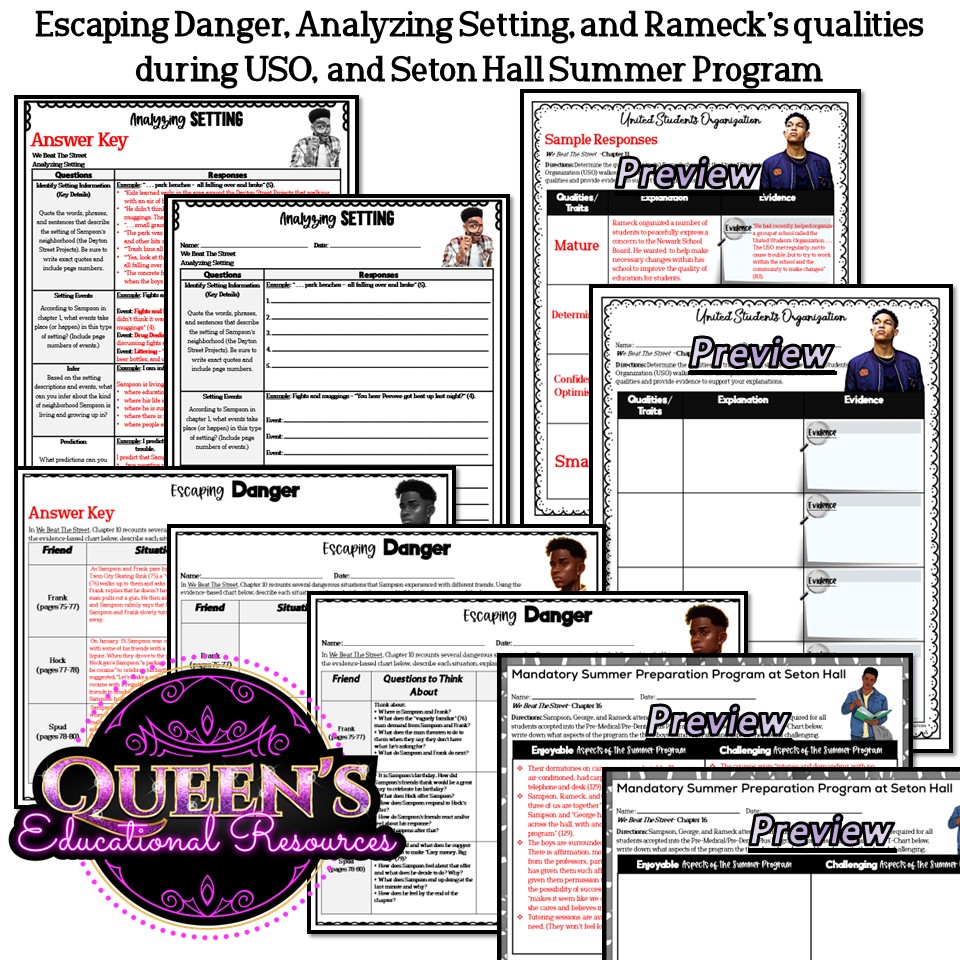 We Beat The Street Activities | We Beat The Street Worksheets | Novel ...