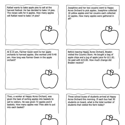 Multiplication and Division Word Problem Worksheets - Apple Themed ...
