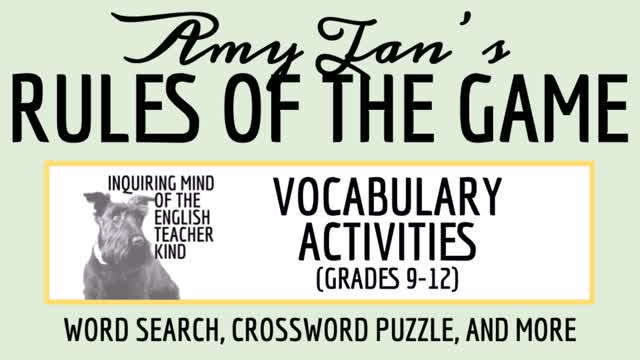Rules of the Game by Amy Tan Vocabulary Games and Activities for High ...